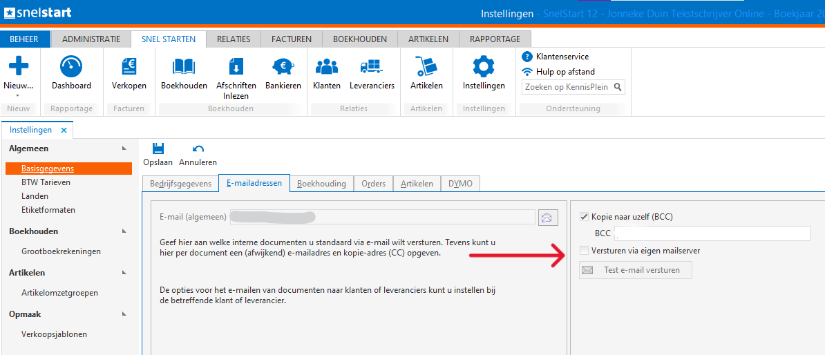 Mail je vanuit SnelStart 12 met de smtp-server van Office 365? Wijzig ...