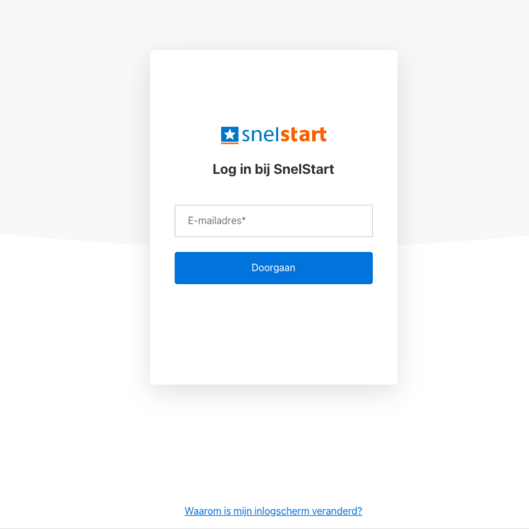 Nieuw inlogscherm, zelfde gegevens | SnelStart